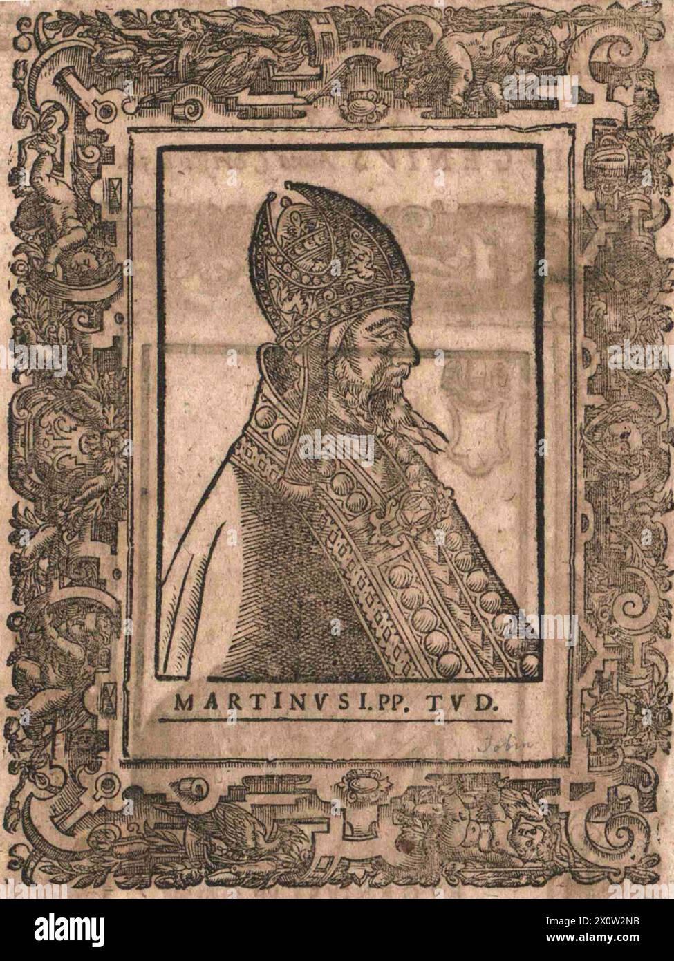 A 15th Century engraving of Pope Marcellus I who was pontiff from AD649 ...