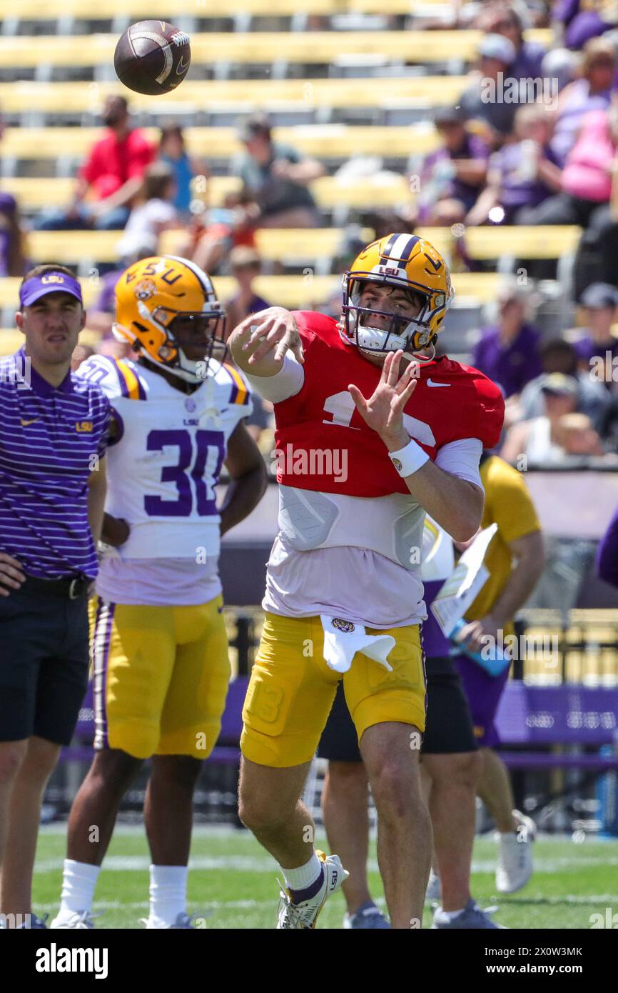 April 13, 2024: LSU starting quarterback Garrett Nussmeier (13 ...