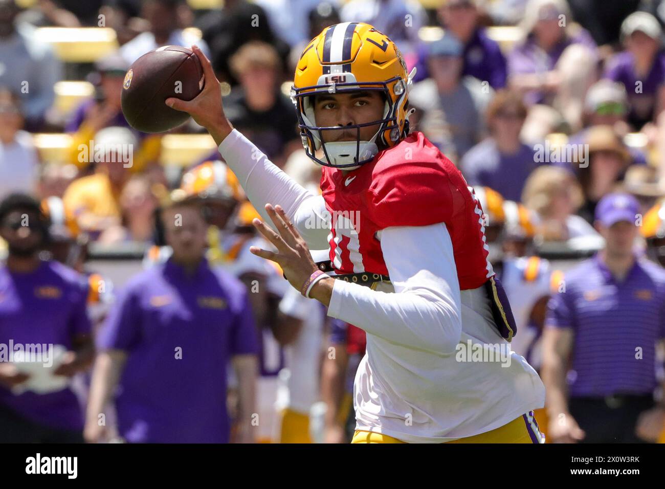 Baton Rouge, LA, USA. 13th Apr, 2024. LSU quarterback Rickie Collins ...