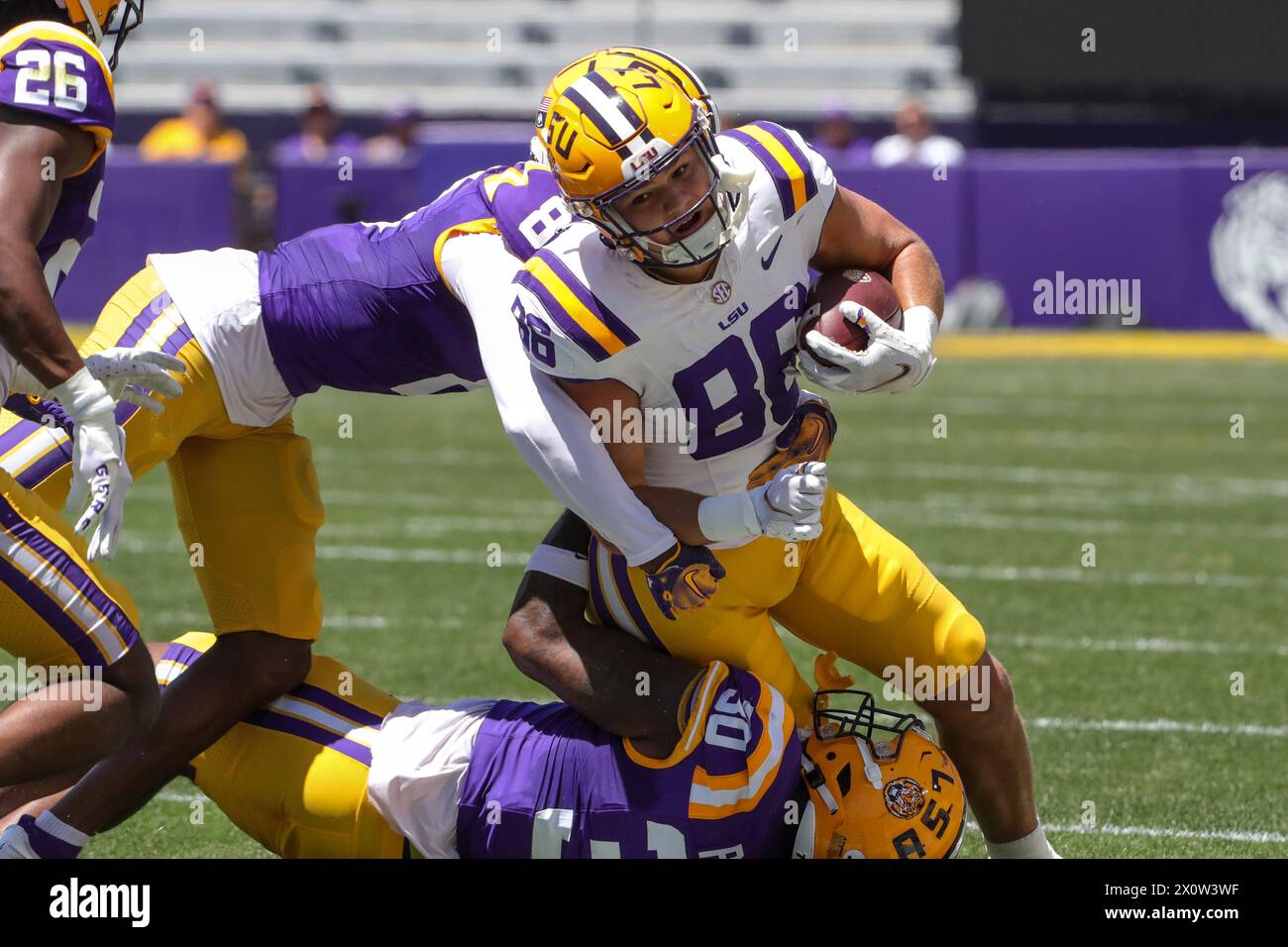 Baton Rouge, LA, USA. 13th Apr, 2024. LSU tight end Mason Taylor (86 ...