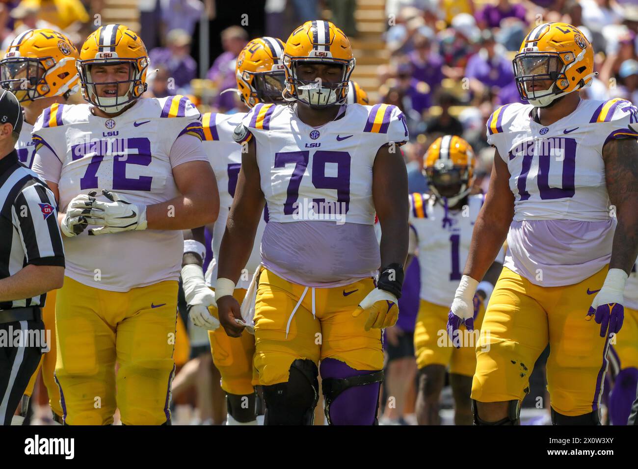 Baton Rouge, LA, USA. 13th Apr, 2024. LSU offensive lineman Garrett ...