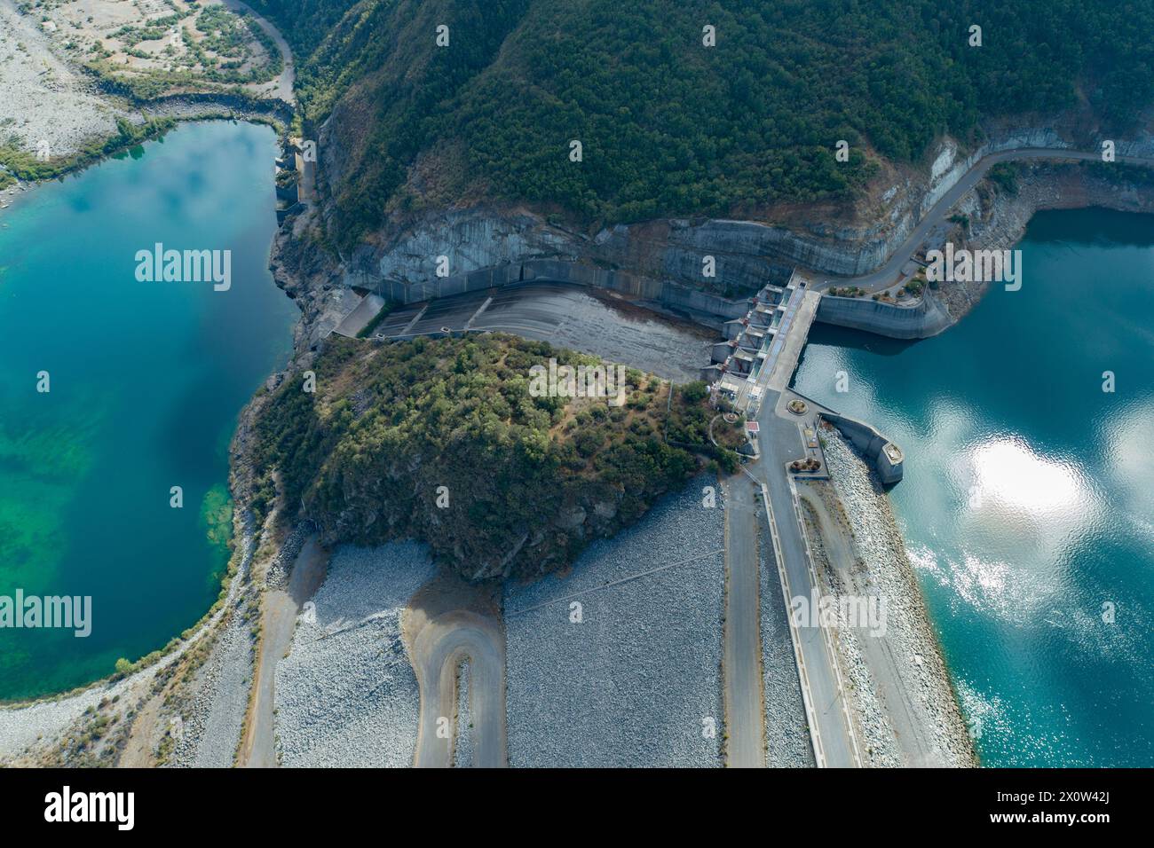 Aerial view Machacura Dam in Region Maule, Chile Stock Photo - Alamy