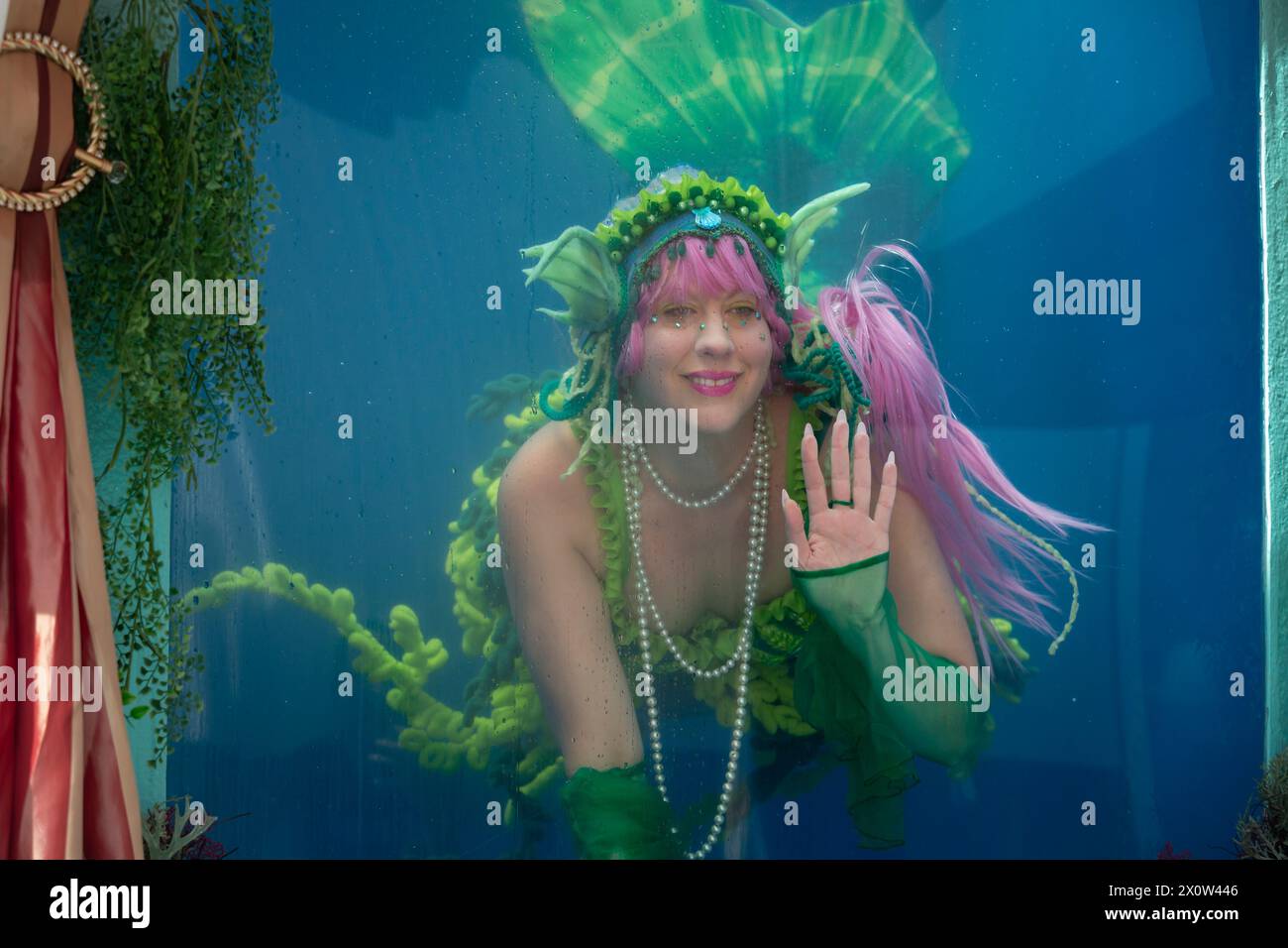 Aberdeen, Washington, USA. 13th April, 2024. Una the Mermaid performs ...