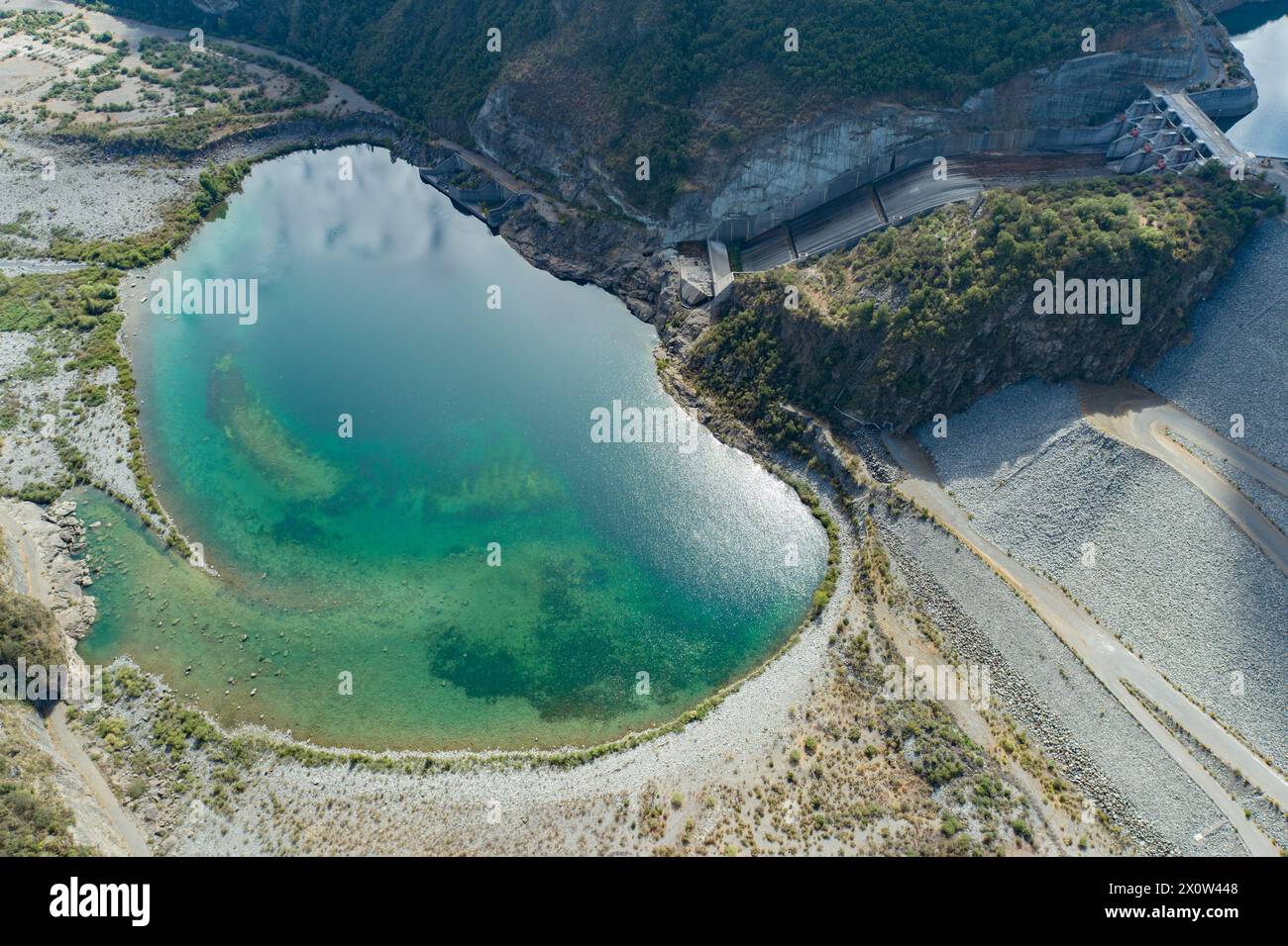 Aerial view Machacura Dam in Region Maule, Chile Stock Photo - Alamy