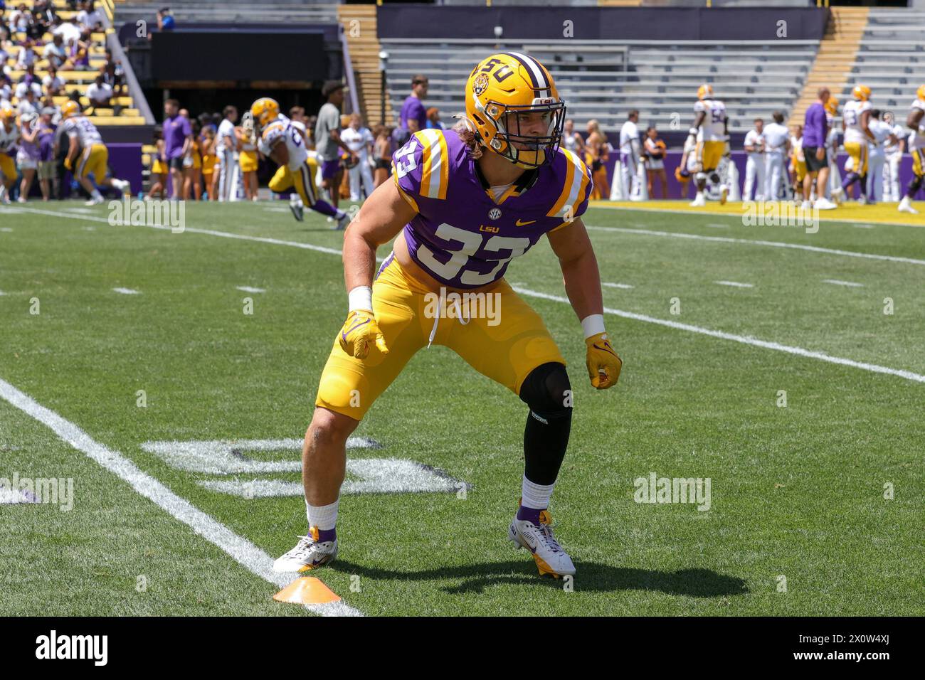 Baton Rouge, LA, USA. 13th Apr, 2024. LSU linebacker West Weeks (33 ...