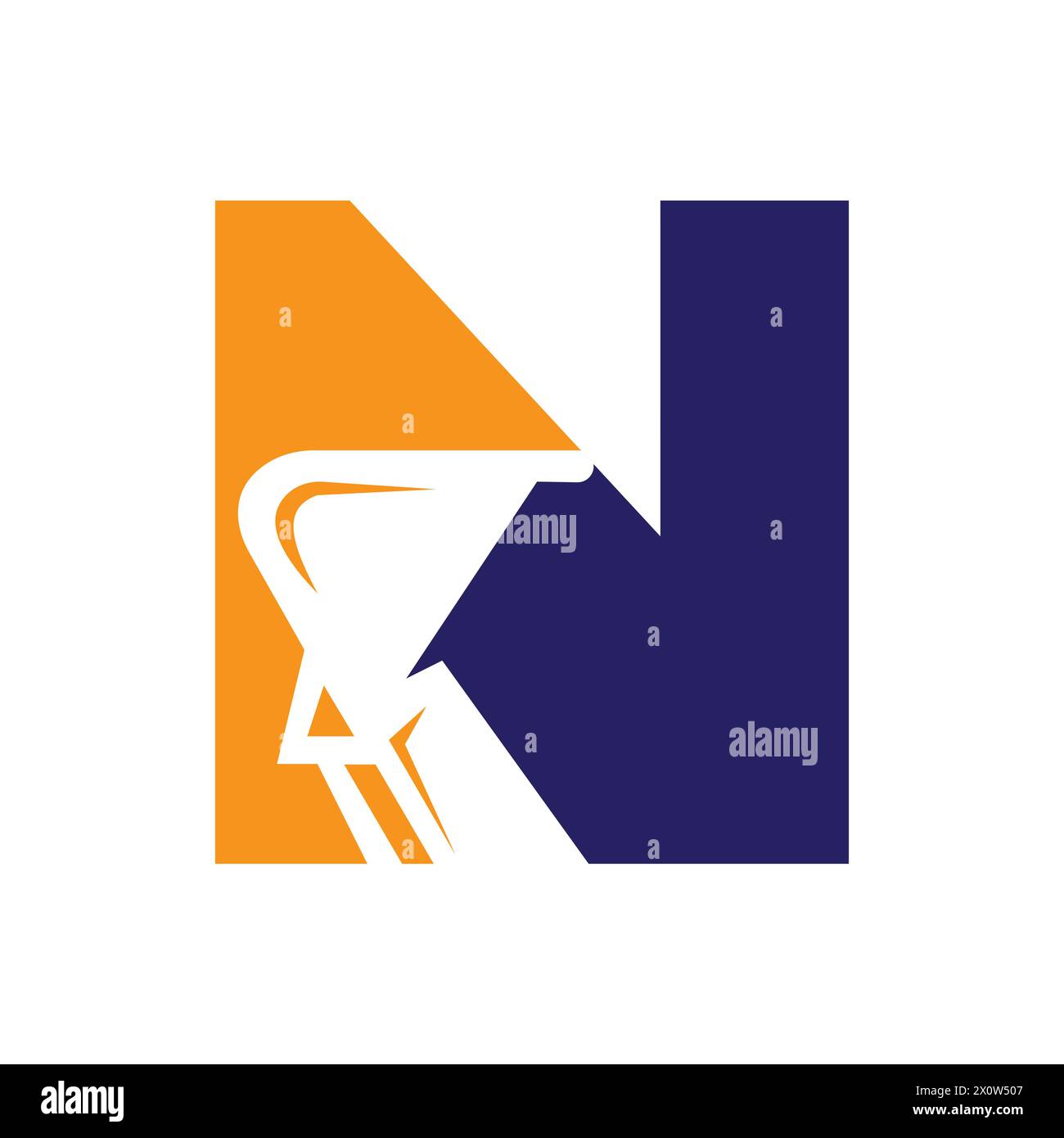 Letter N Excavator Logo for Construction Company. Excavator Machine ...