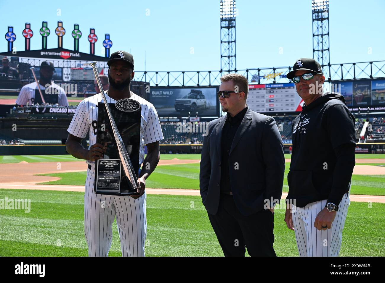Chicago, United States. 13th Apr, 2024. Luis Robert Jr., (left) a Cuban ...