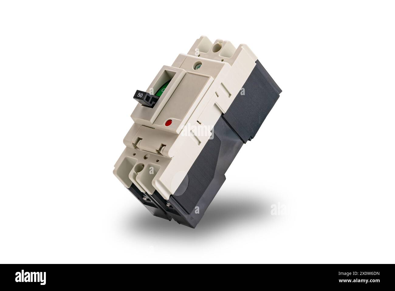 Side view of interior automatic circuit breaker isolated on white ...