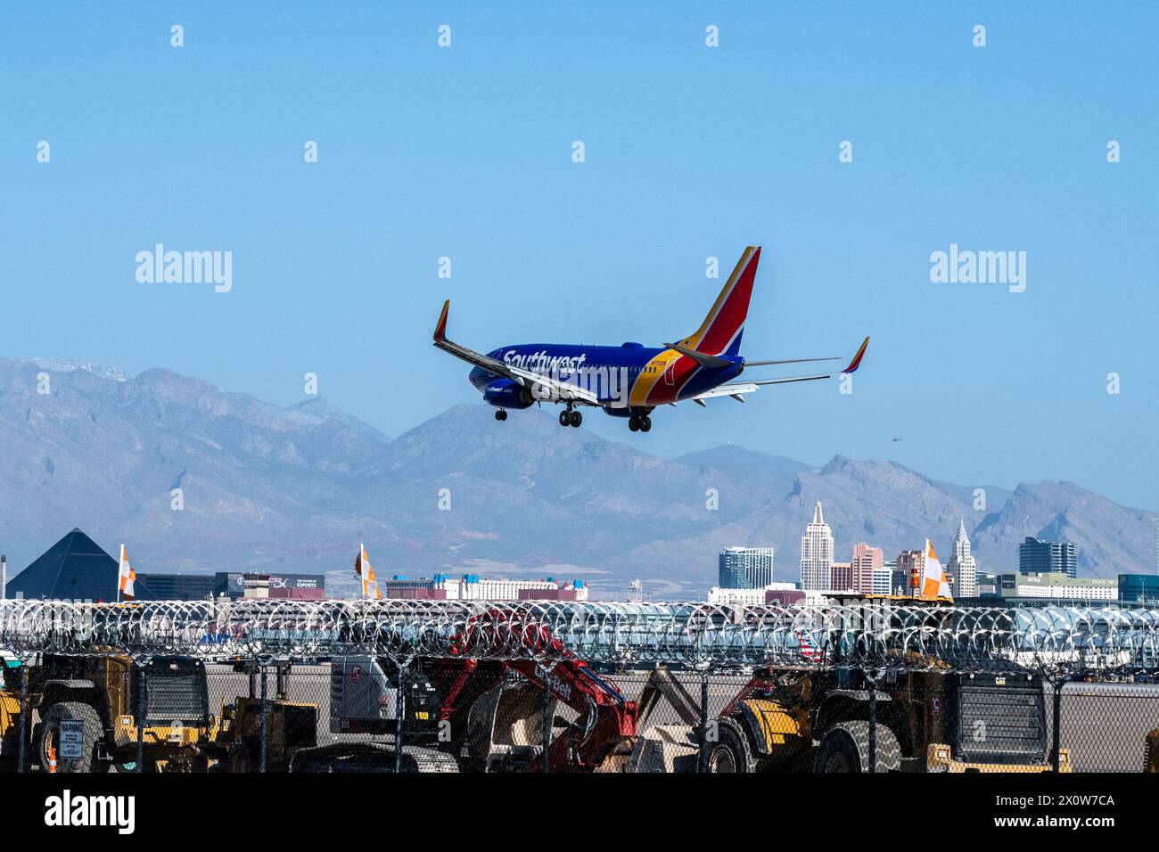 LAS VEGAS, Nevada - Southwest airplane landing at Harry Reid ...
