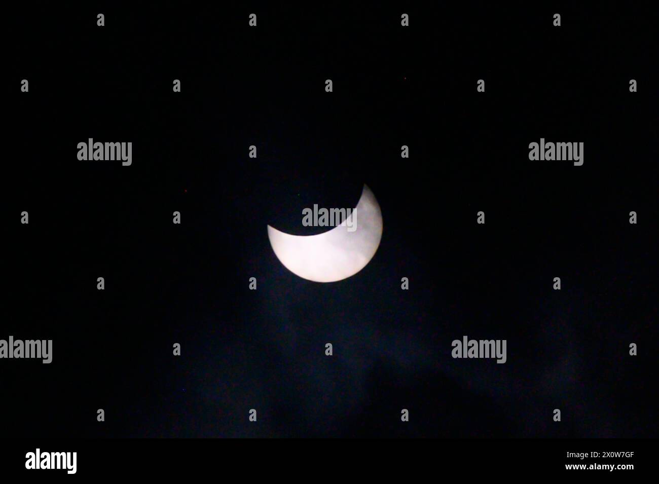 Toronto, ON, Canada - April 8, 2024: Partial solar eclipse 2024 seen ...