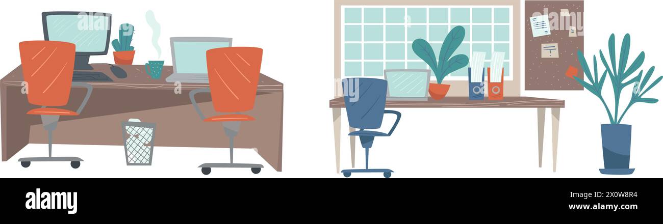 Modern Home Office Setup vector Stock Vector Image & Art - Alamy