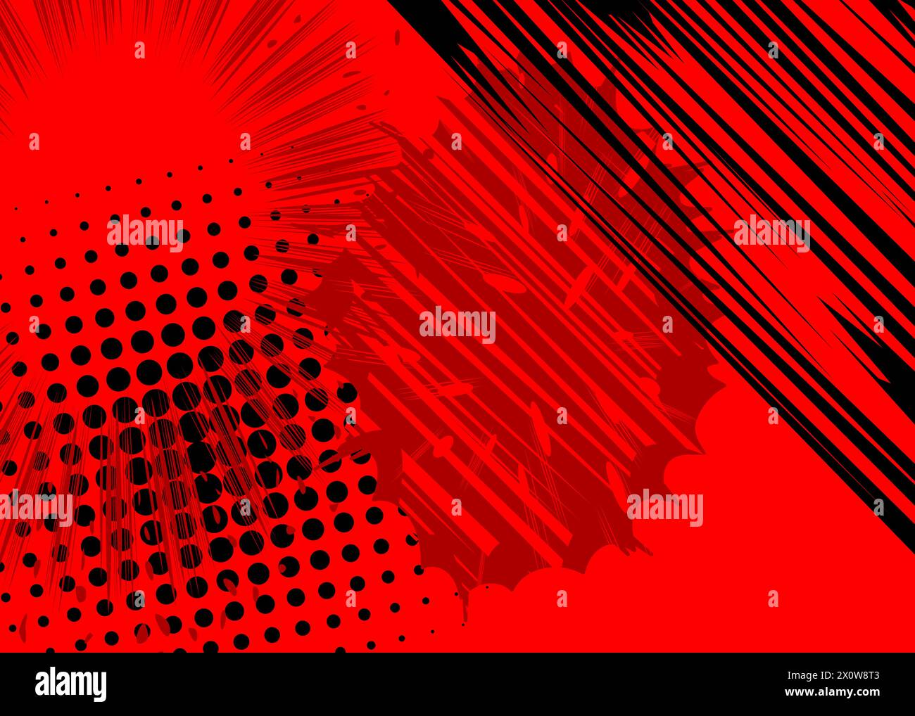 Red and black cartoon backdrop, comic book background. Retro vector ...