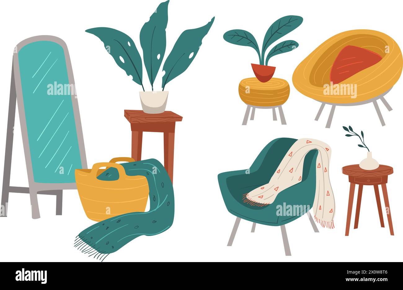 Cozy Living Room Interior vector Stock Vector Image & Art - Alamy