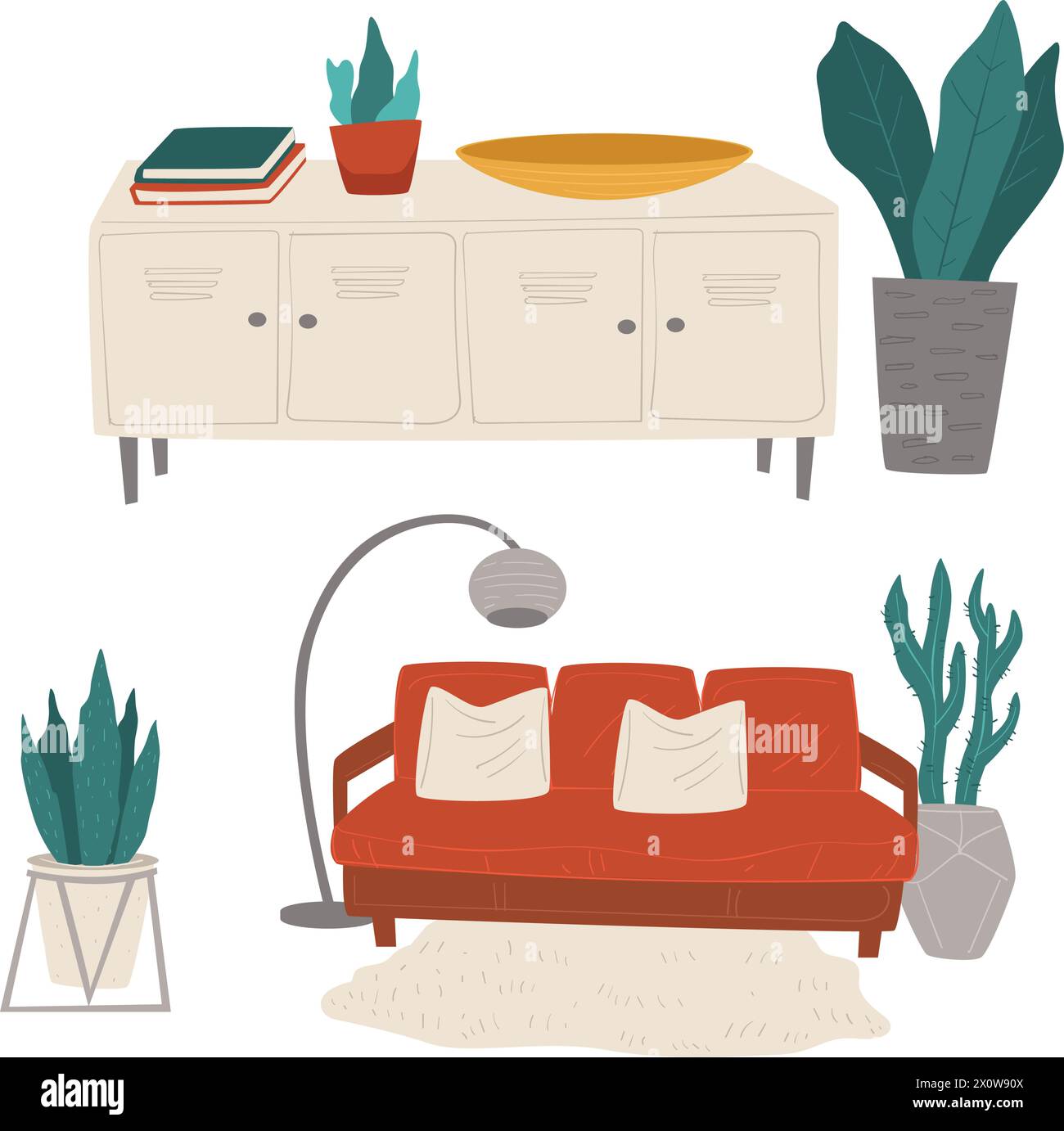 Modern spacious living room Cut Out Stock Images & Pictures - Alamy