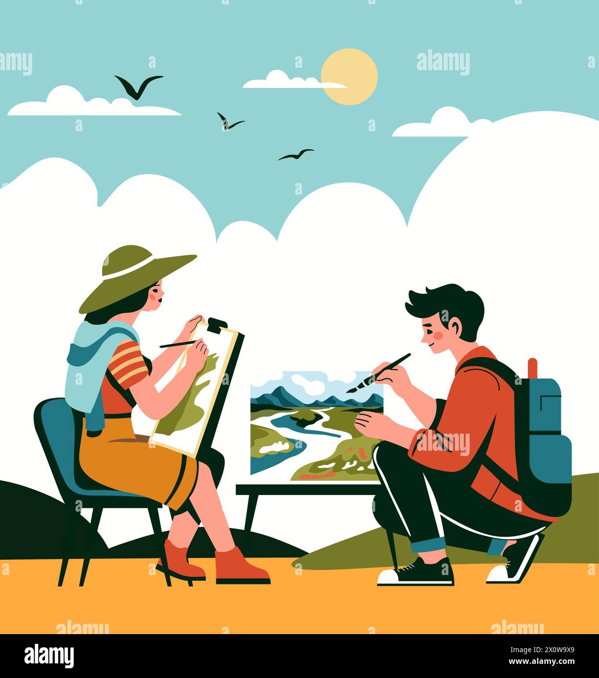 Creative Painting Class Outdoor Activity Stock Vector Image & Art - Alamy