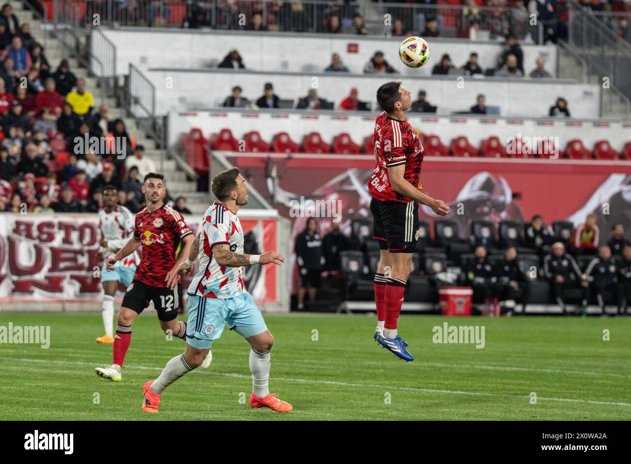 Sean Nealis (15) of Red Bulls controls air ball during MLS regular ...