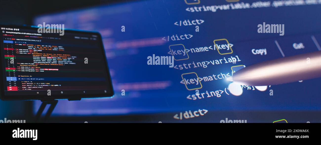 Cyber space concept. programming code on computer screen Stock Photo - Alamy