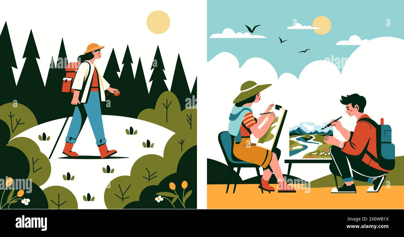 Family Outdoor Leisure Activities Vector Stock Vector Image & Art - Alamy