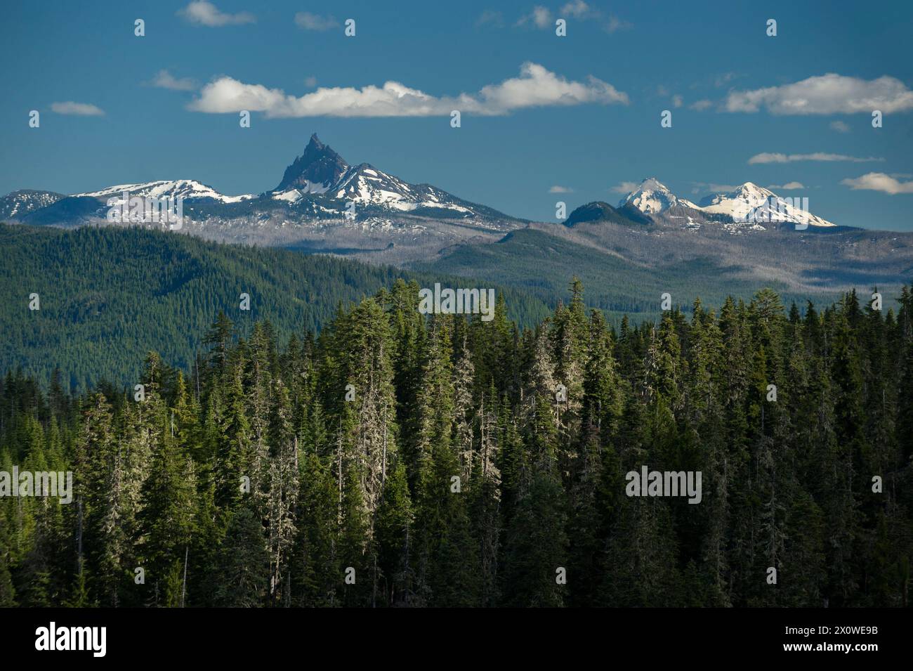 Volcanos at the top of Oregon's Cascade Mountains. Left to right: Three ...