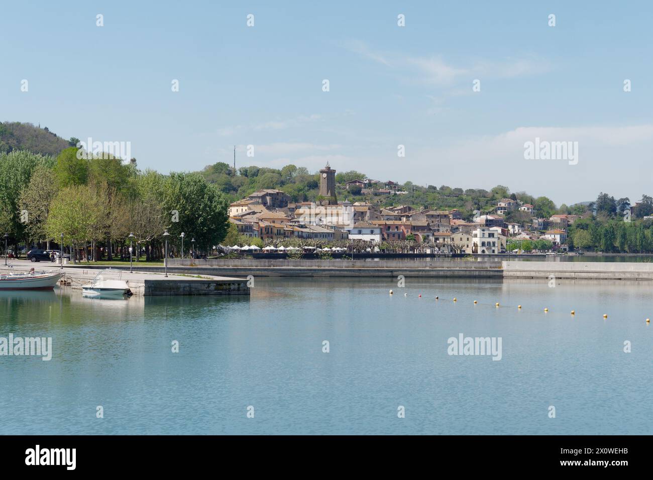 Harbour in the town of Marta on Lake Bolsena, Viterbo Province, Lazio ...