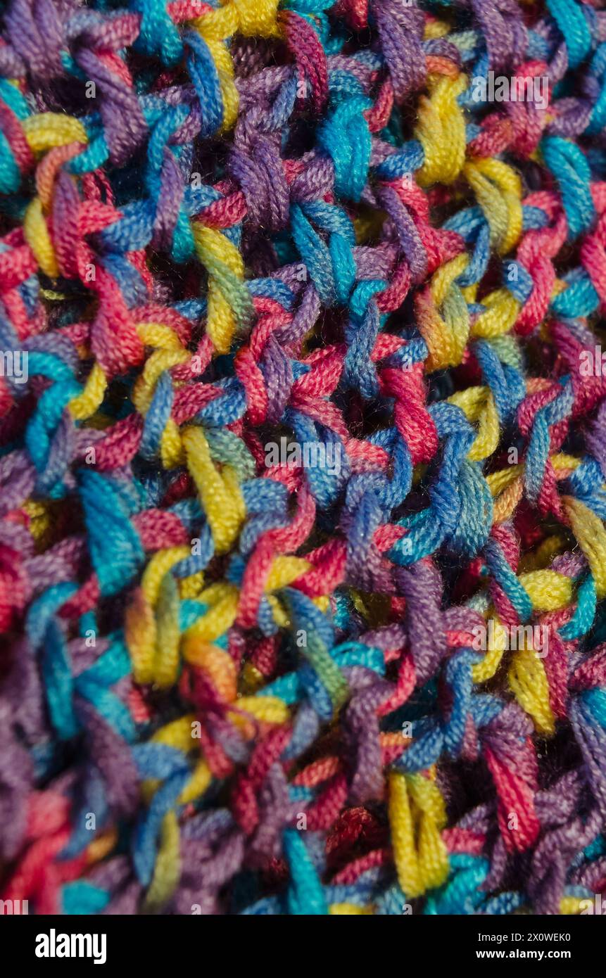 Close up multi coloured crocheted blanket with loose weave Stock Photo ...