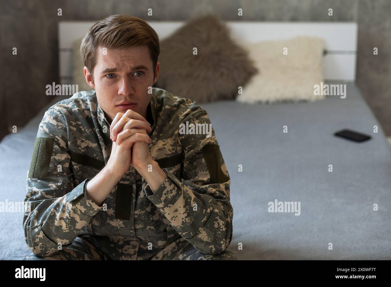 a military man in his thoughts Stock Photo - Alamy