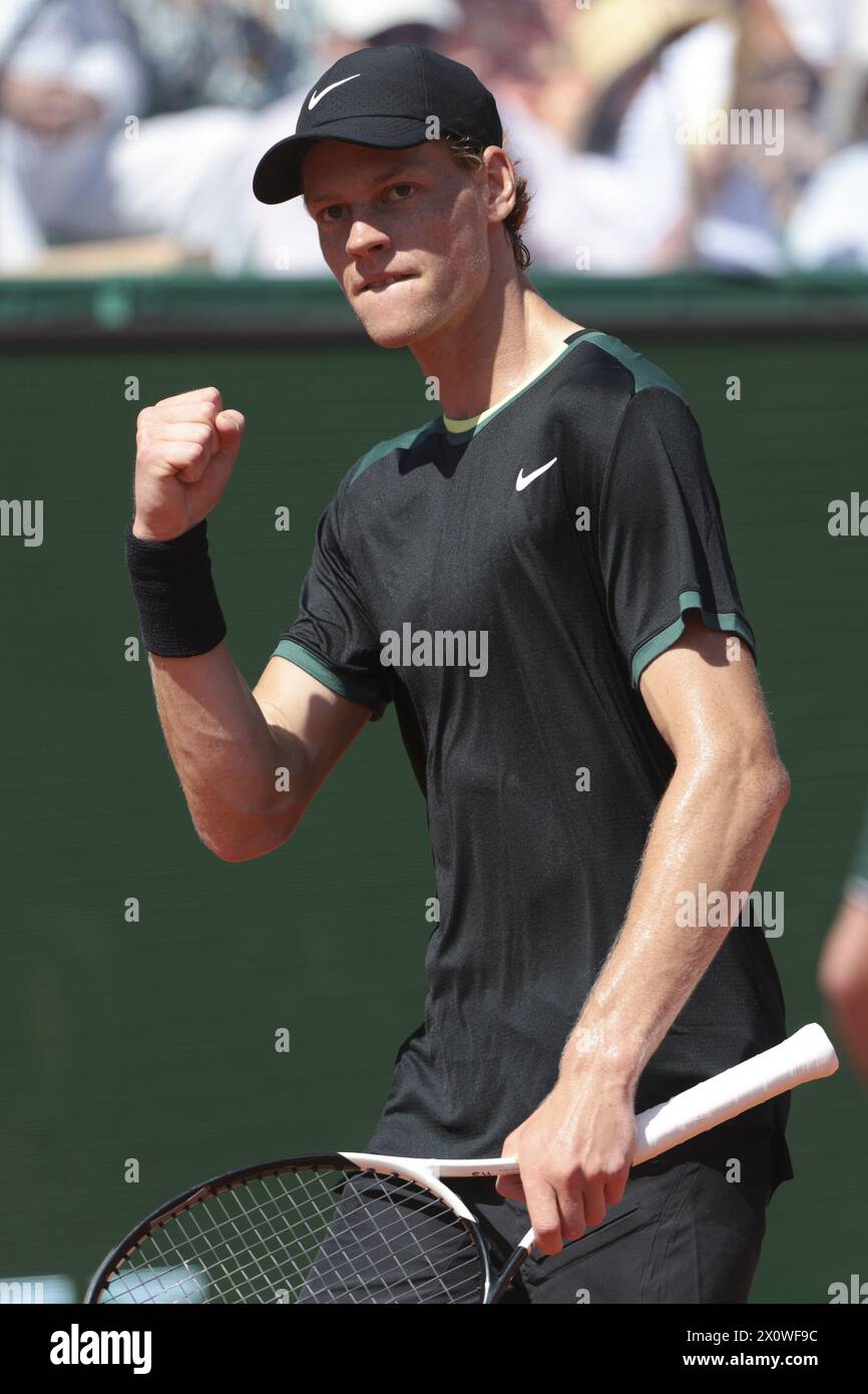 Jannik Sinner of Italy during day seven of the Rolex Monte-Carlo 2024 ...