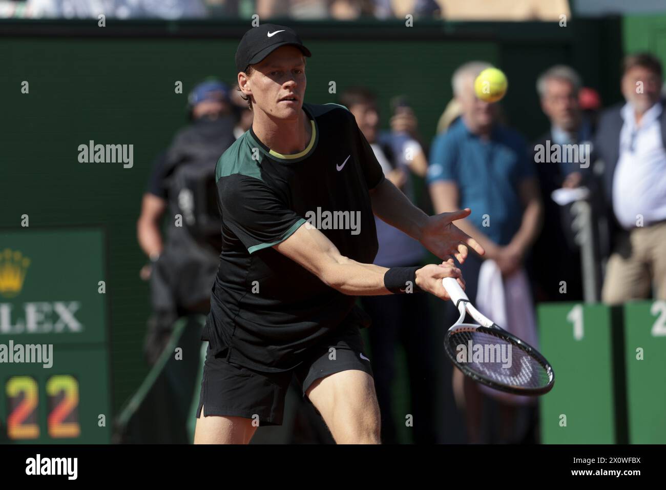 Jannik Sinner of Italy during day seven of the Rolex Monte-Carlo 2024 ...