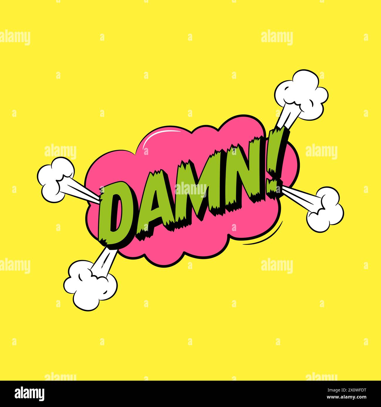DAMN speech bubble in trendy retro style. Onomatopoeic expressions ...
