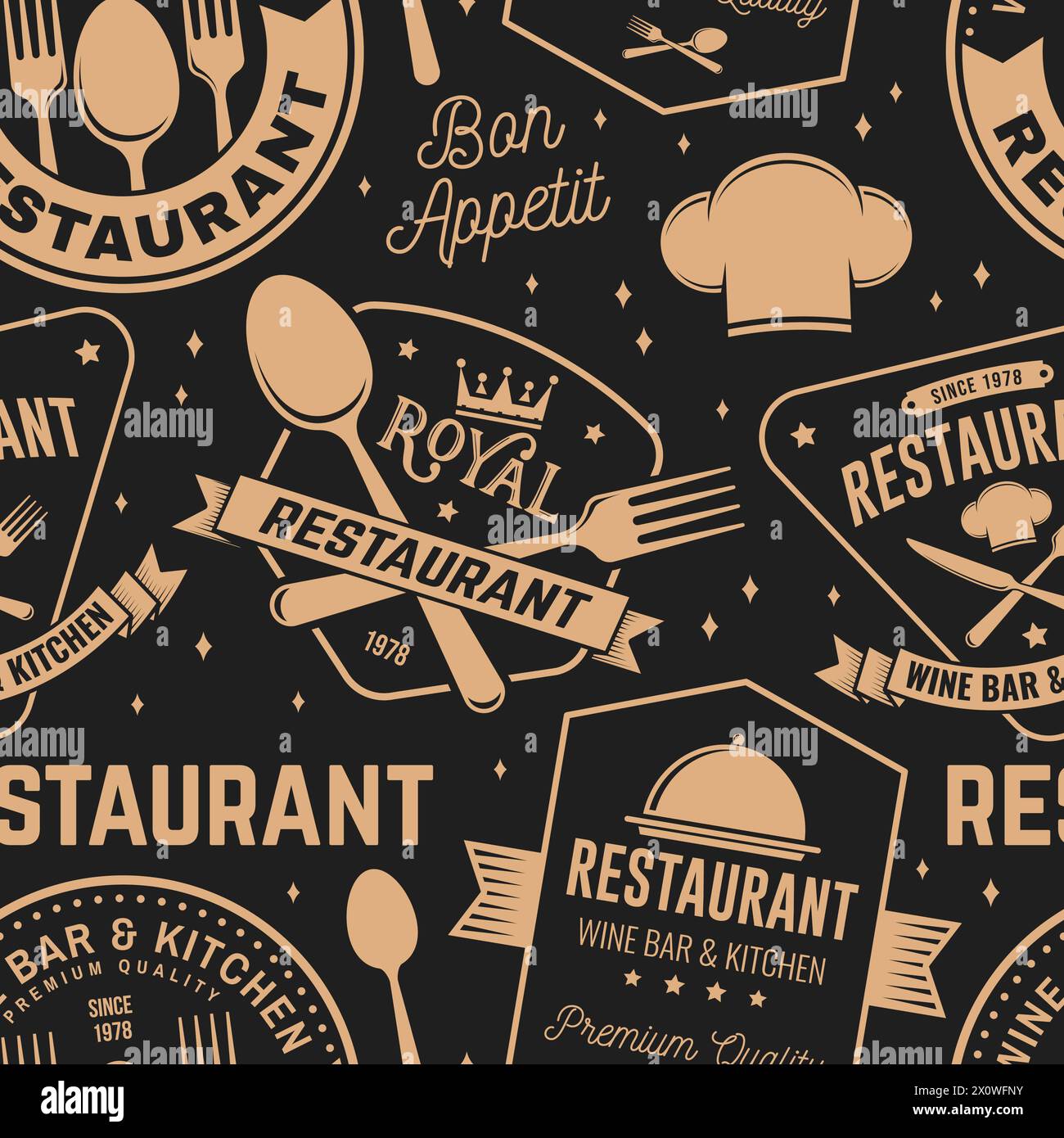 Restaurant seamless pattern or background. Vector Illustration. Fabric ...