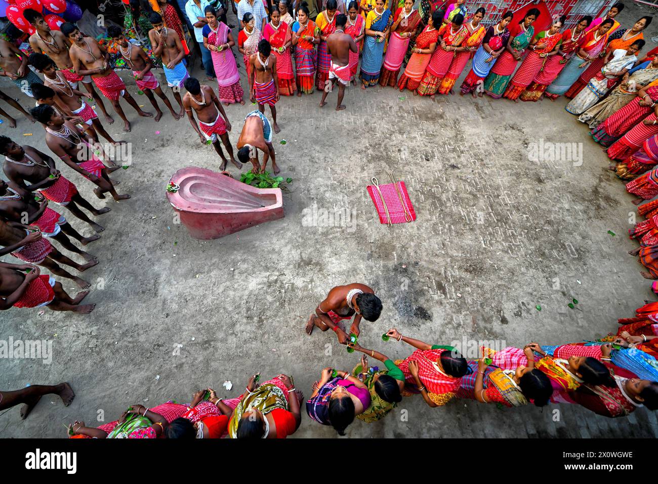 Bagnan, India. 13th Apr, 2024. Devotees seen laid on the ground to ...