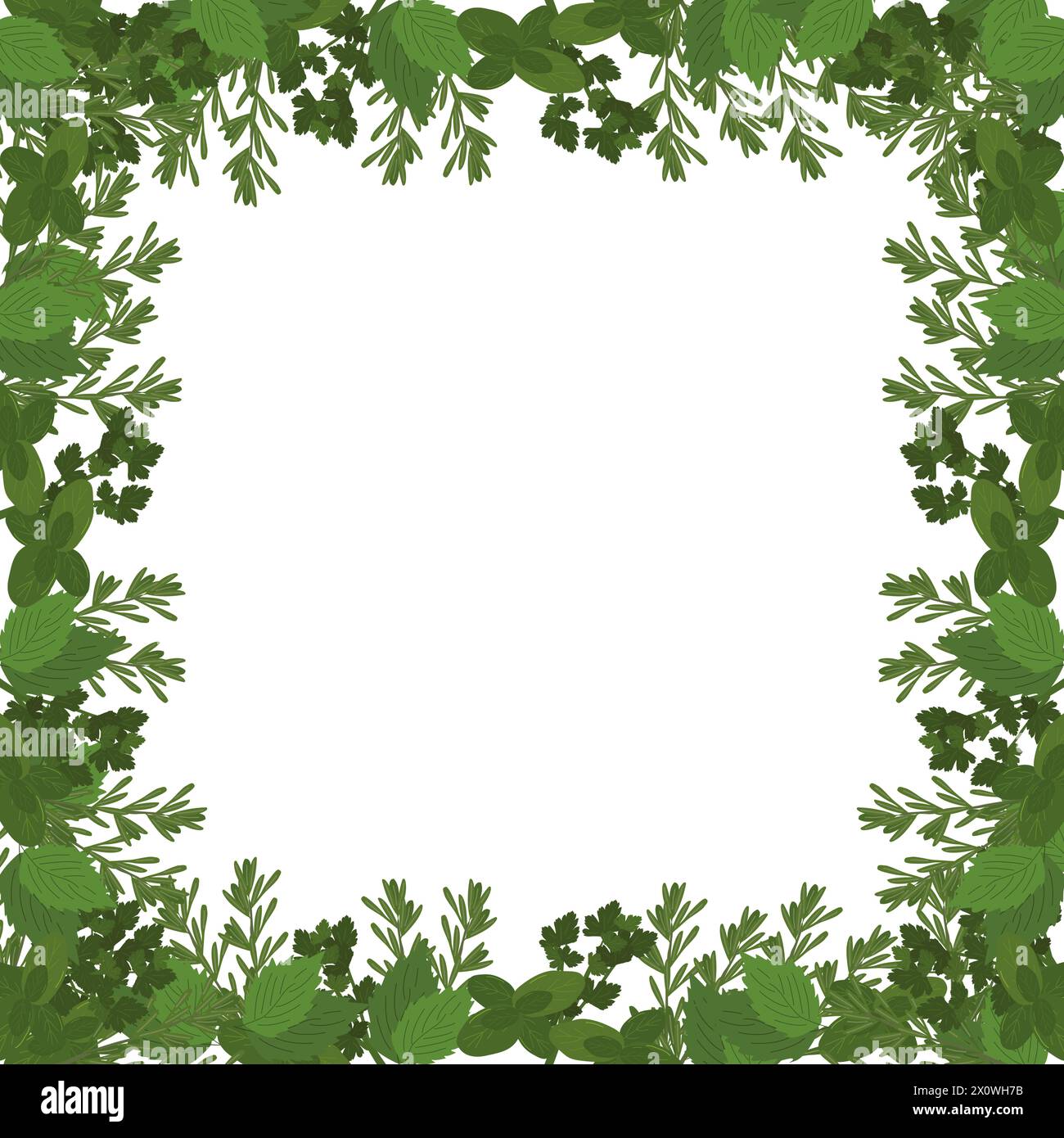 Fresh greens frame concept of healthy eating. Menu design cafe ...