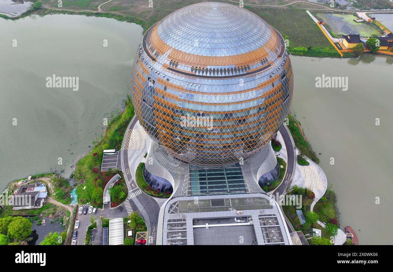 Huzhou, China. 14th Apr, 2024. The world's largest spherical building, the Hilton Hotel, is ...