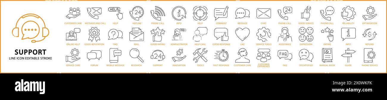 Support Icons. Support Icon Set. Support Line Icons. Vector ...