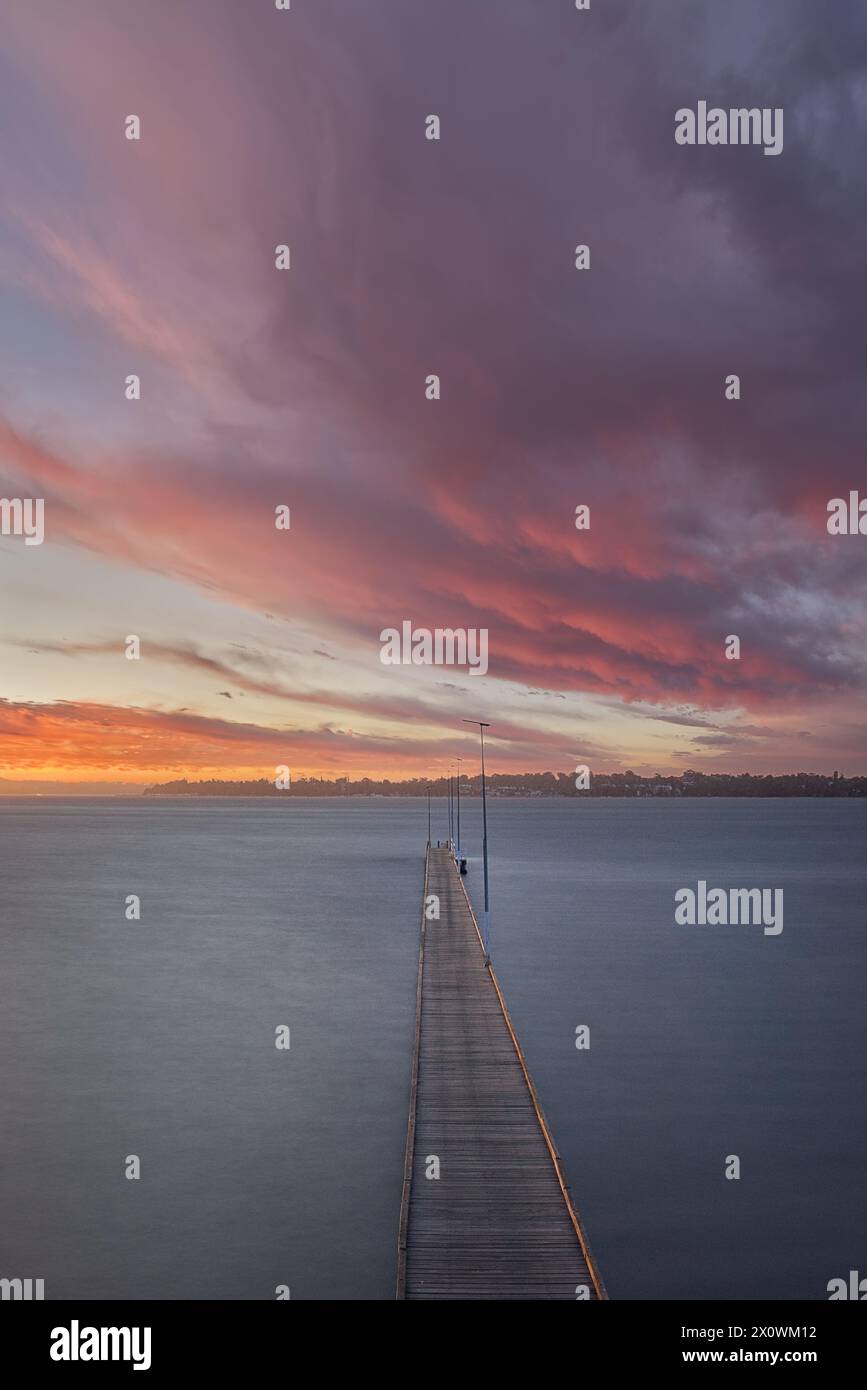 Como Jetty, long exposure sunset Stock Photo - Alamy