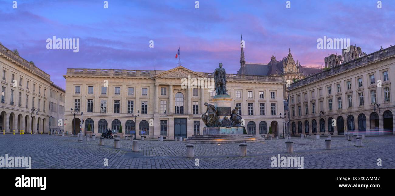 Beautiful Evening Panorama of Place Royale in Reims - France Stock ...
