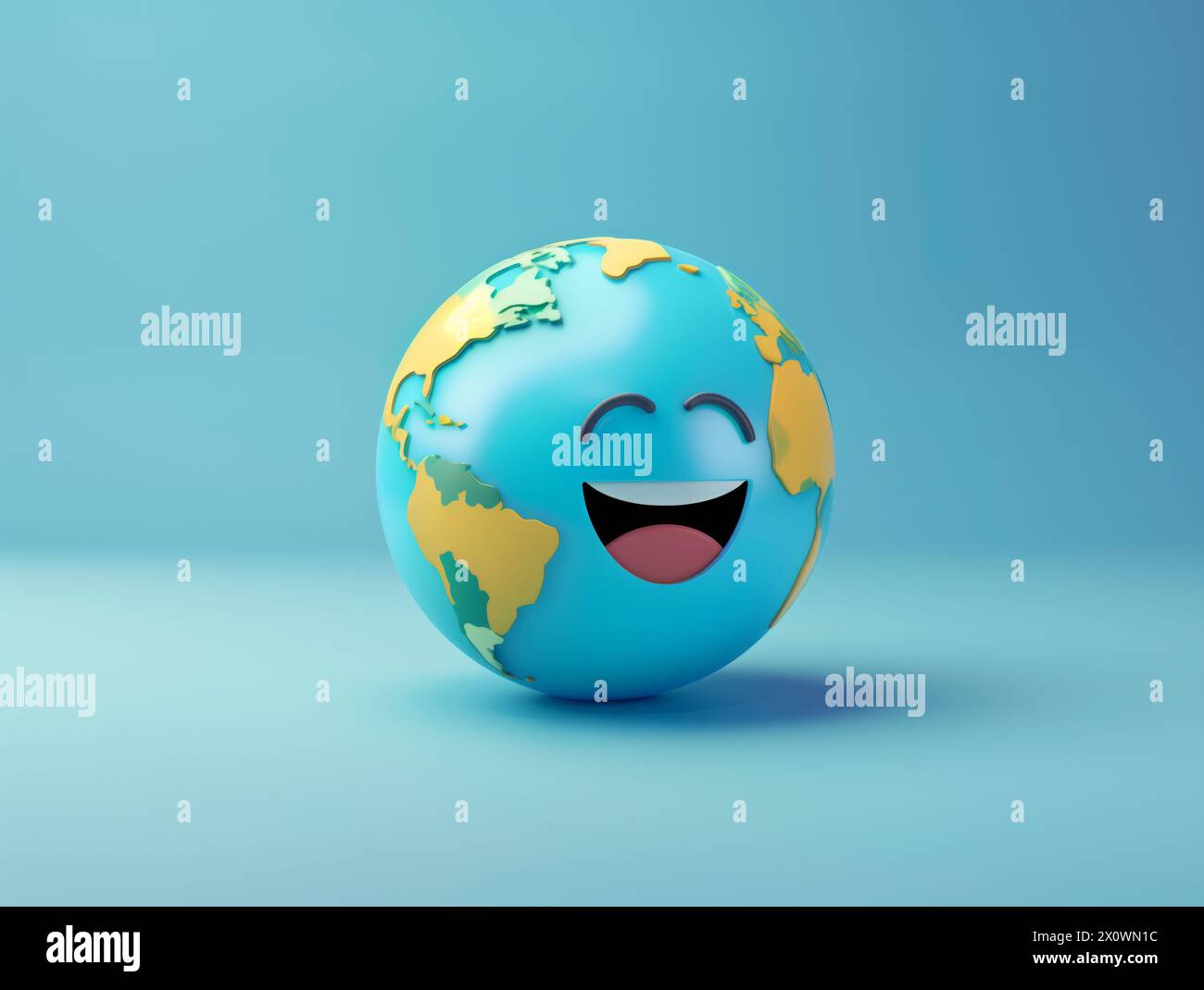 Smilie face earth globe icon emoji 3d render Stock Photo - Alamy