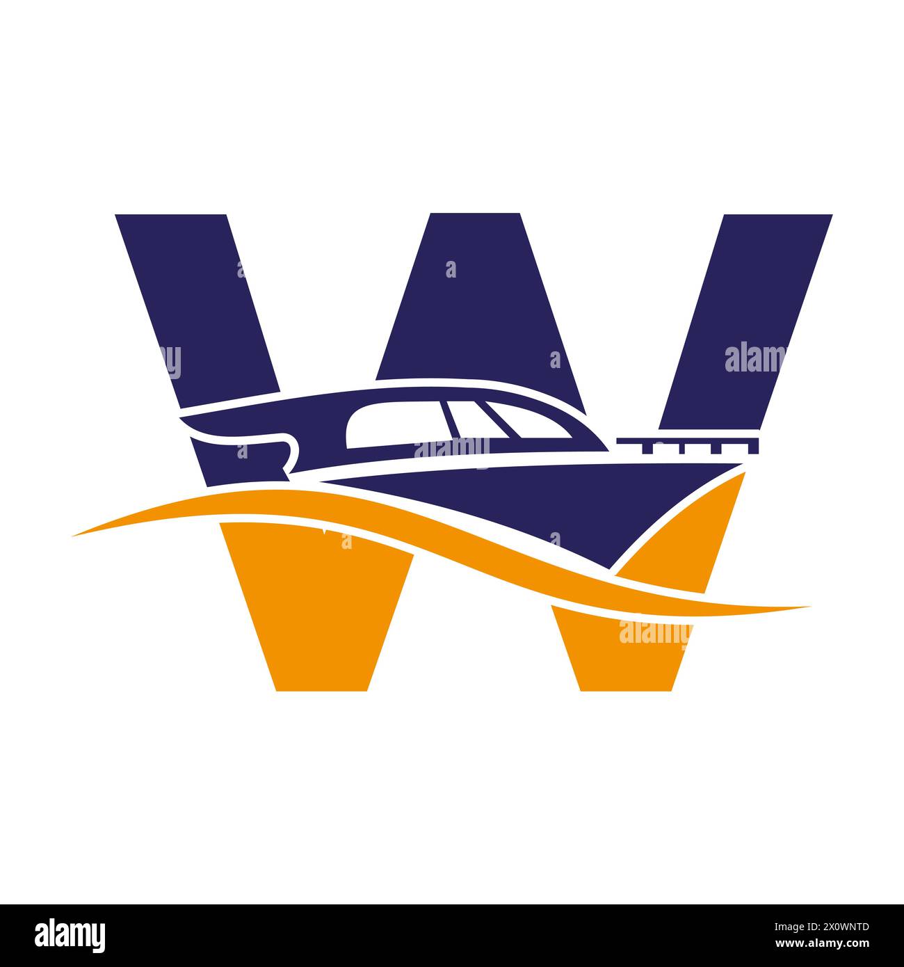 Letter W Boat Logo Concept For Sailboat, Shipping Symbol. Yacht Sign ...