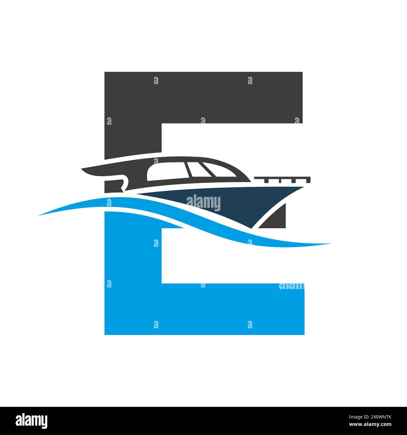 Letter E Boat Logo Concept For Sailboat, Shipping Symbol. Yacht Sign ...