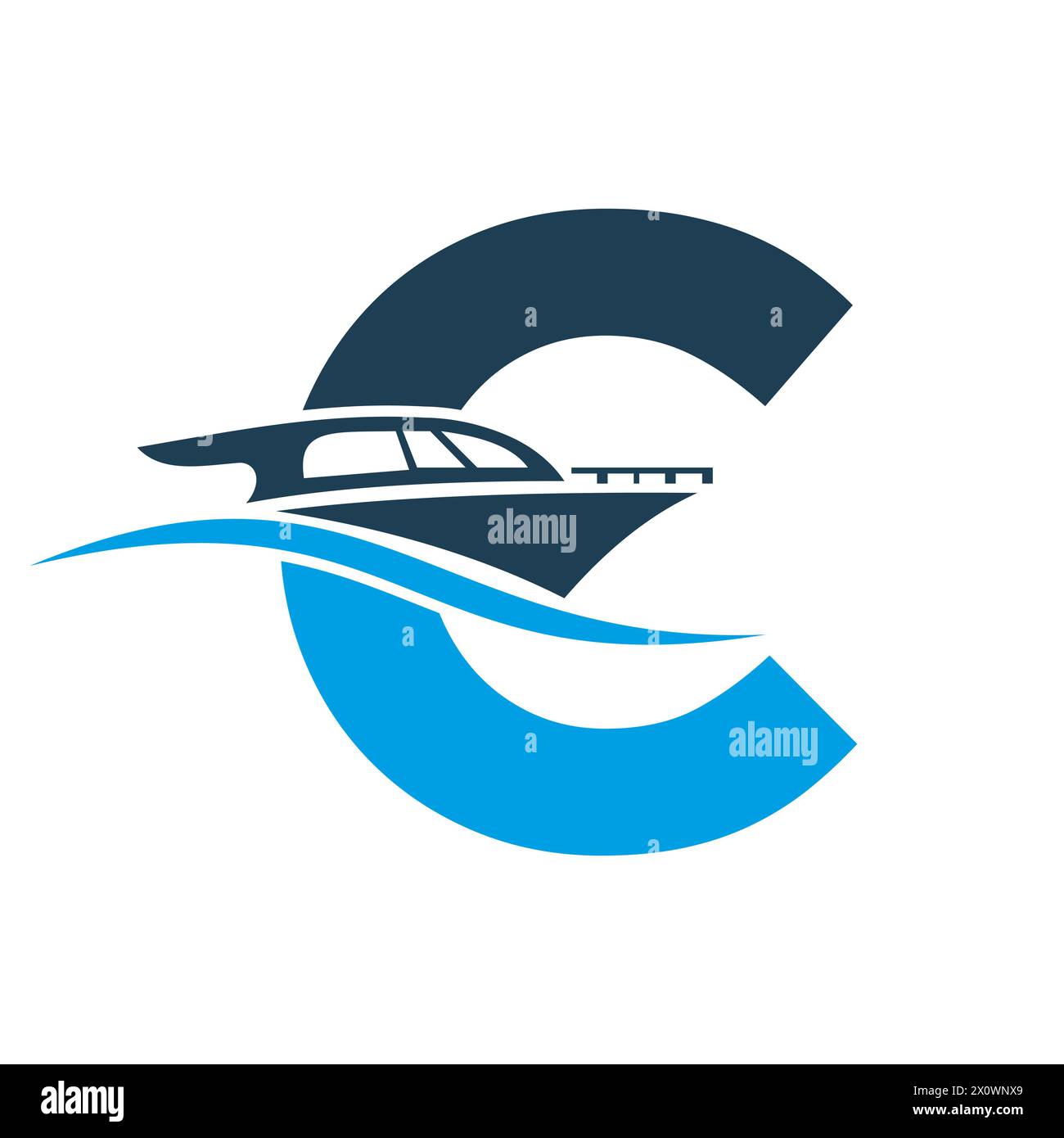 Letter C Boat Logo Concept For Sailboat, Shipping Symbol. Yacht Sign ...