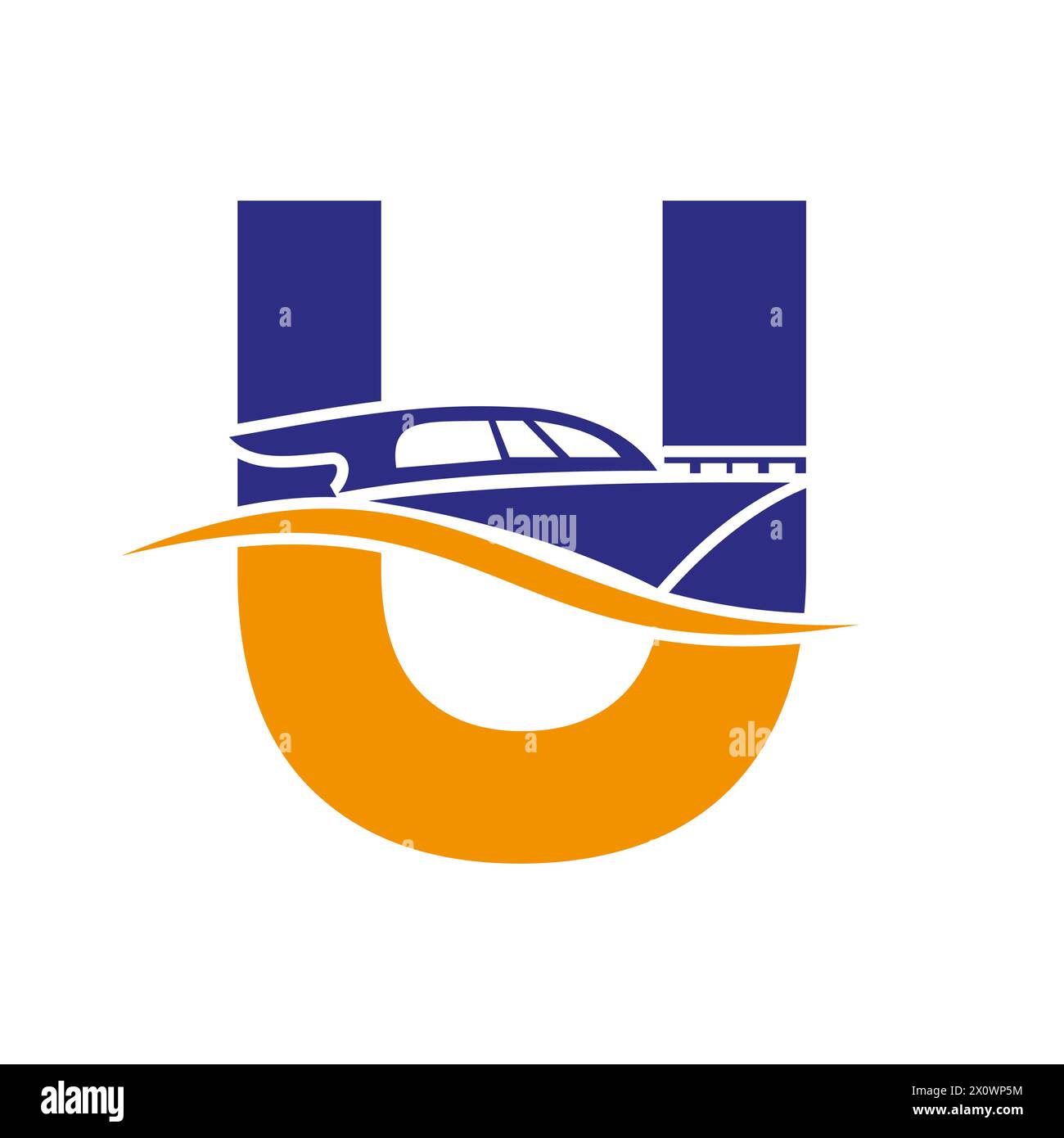 Letter U Boat Logo Concept For Sailboat, Shipping Symbol. Yacht Sign ...