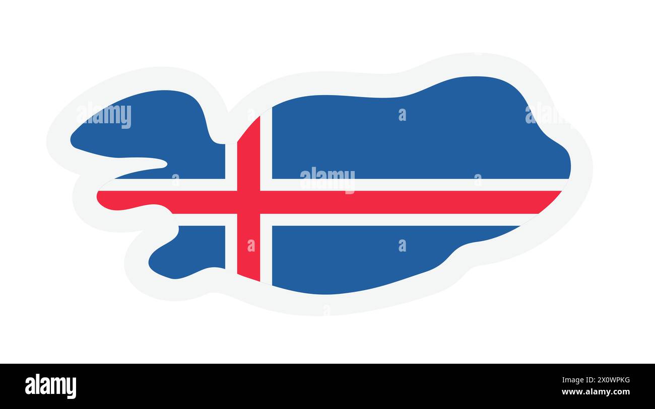 Iceland map with national flag colors, abstract travel sticker vector ...