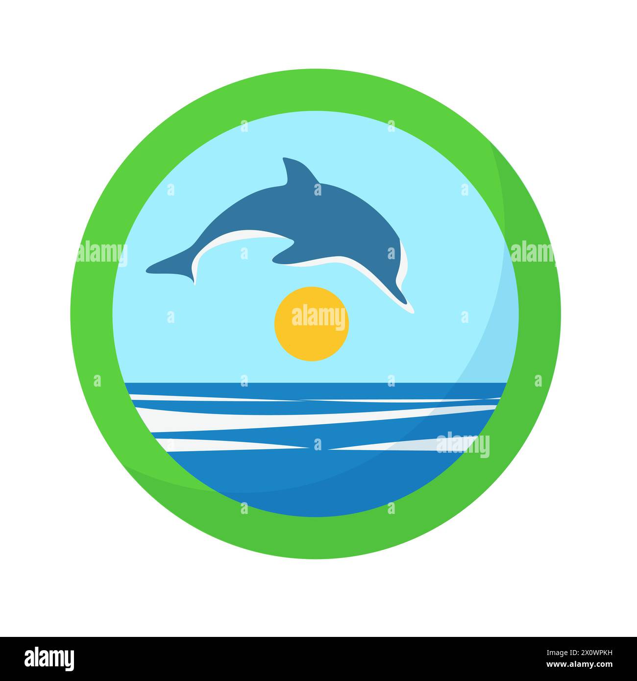 Cartoon dolphin jumping over the sea waves Cut Out Stock Images ...