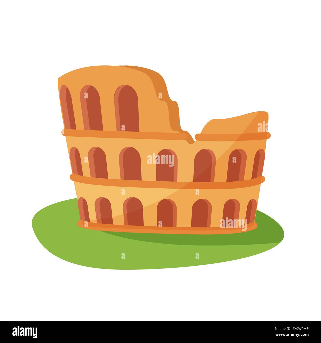Old ruins of Colosseum in Rome, abstract travel sticker of famous ...