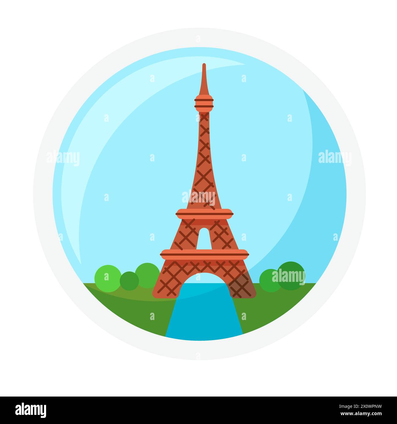 Eiffel Tower in Paris, abstract round travel to France sticker vector ...