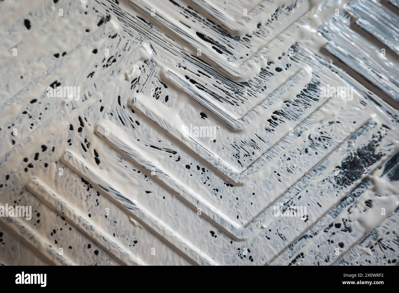 White paint residue in paint tray during home renovation Stock Photo ...