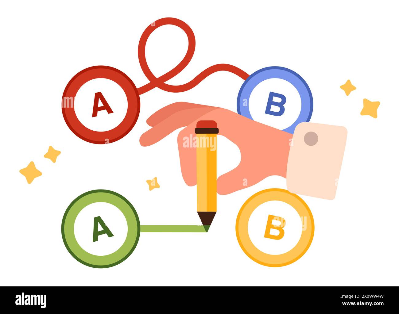 Shortcut from point A to B. Businessman solving hard complicated ... Shortcut from point A to B. Businessman solving hard complicated ...