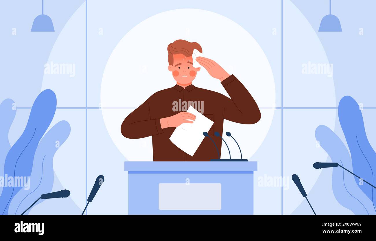 Cartoon nervous man speech Stock Vector Images - Alamy