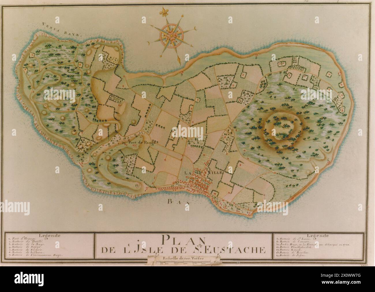 Vintage Map of the Island of Saint-Eustache. Antilles (St. Eustatius ...