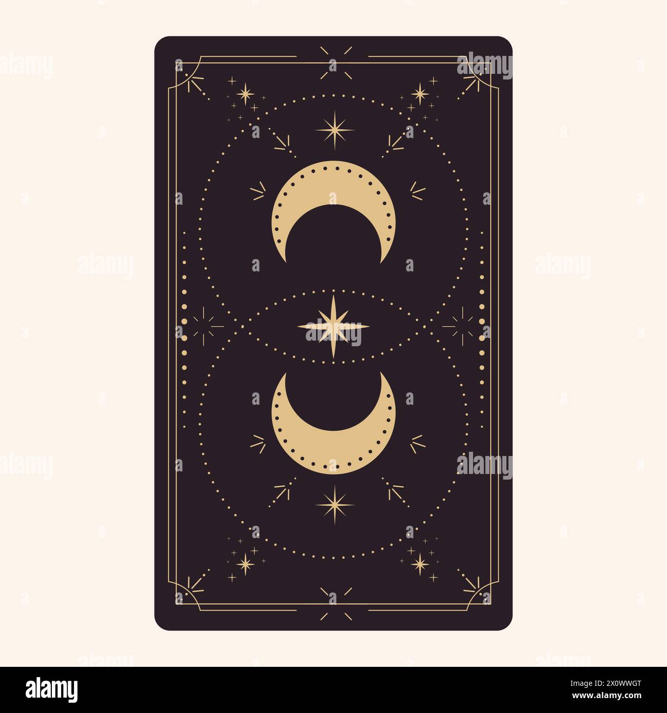 Tarot reverce border card frame gold line border celelstial mystery ...